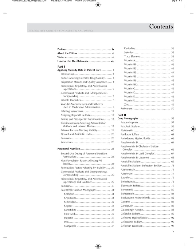 Extended stability for parenteral drugs 5th preface | PDF