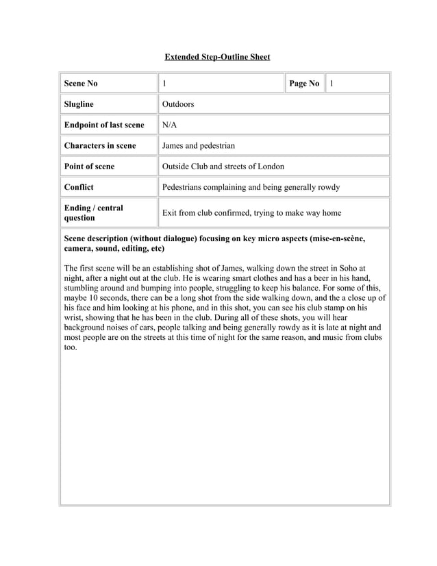 Extended step outline sheet - scene 1 | DOC