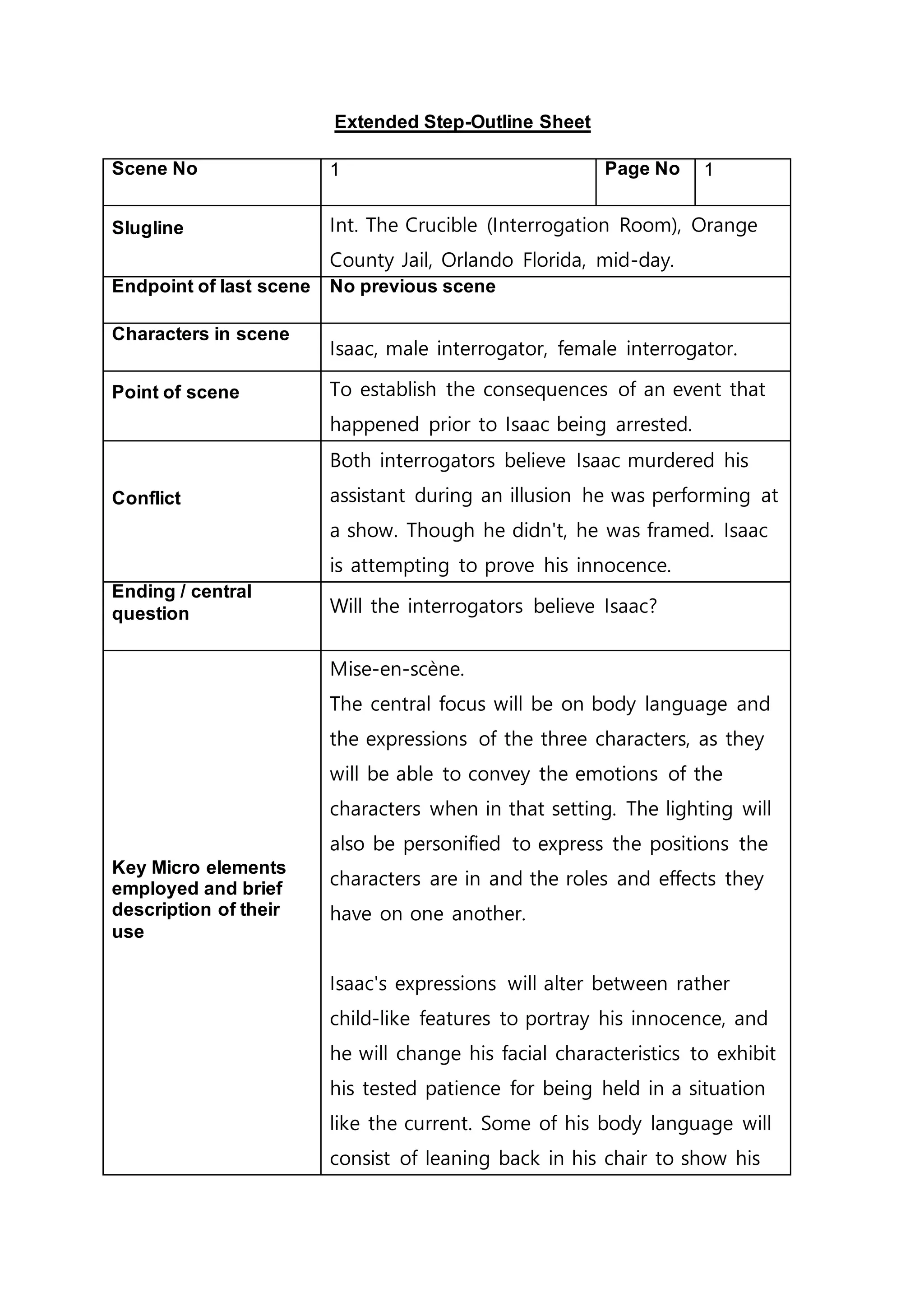 Extended Step Outline for Film | DOCX