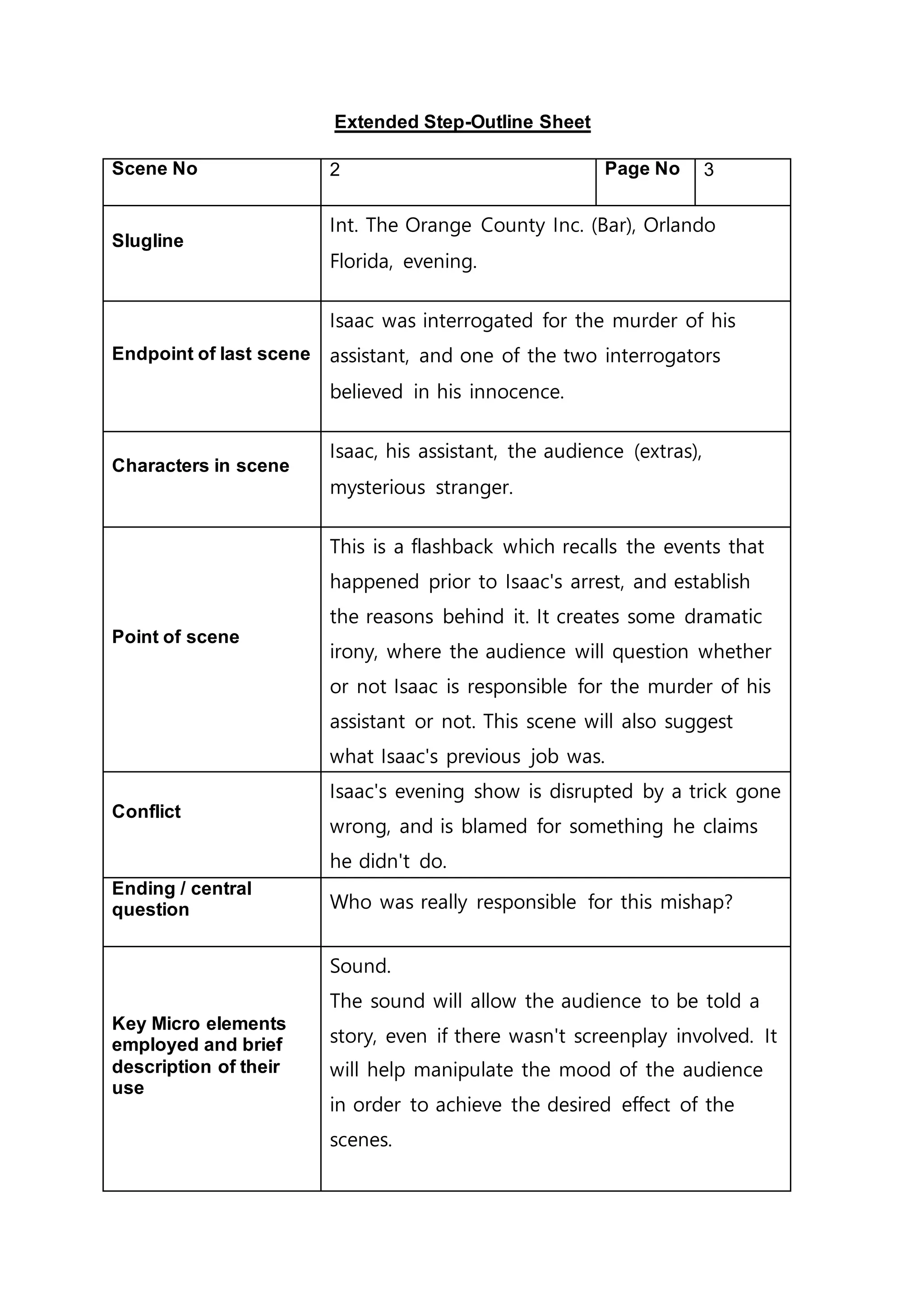 Extended Step Outline for Film | DOCX