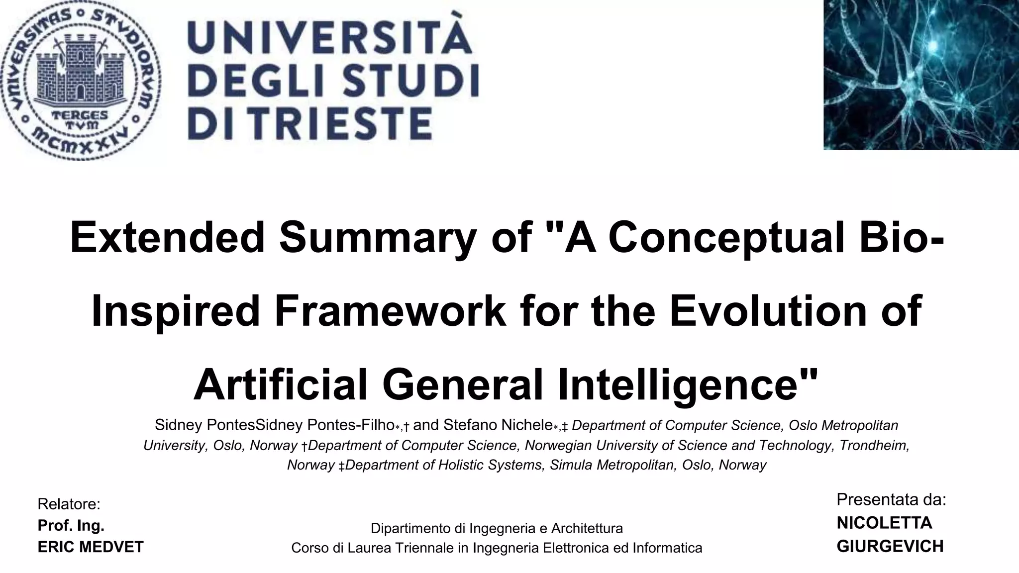 Extended summary of "A Conceptual Bio-Inspired Framework for the ...