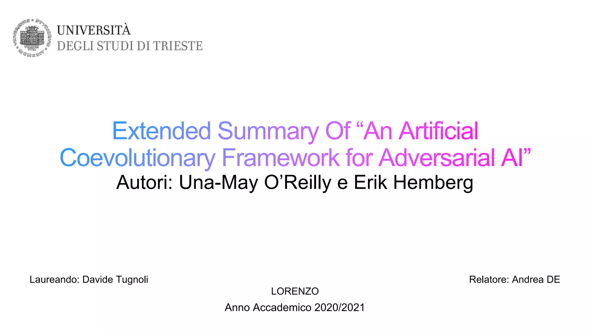 Extended Summary of Extended Summary of