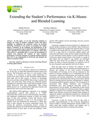 Extending the Student’s Performance via K-Means and Blended Learning | PDF | Internet | Computing
