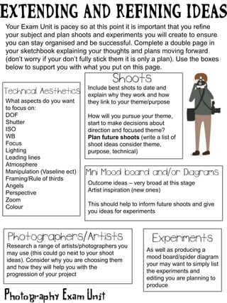 Extending and refining ideas photography exam unit | PPTX