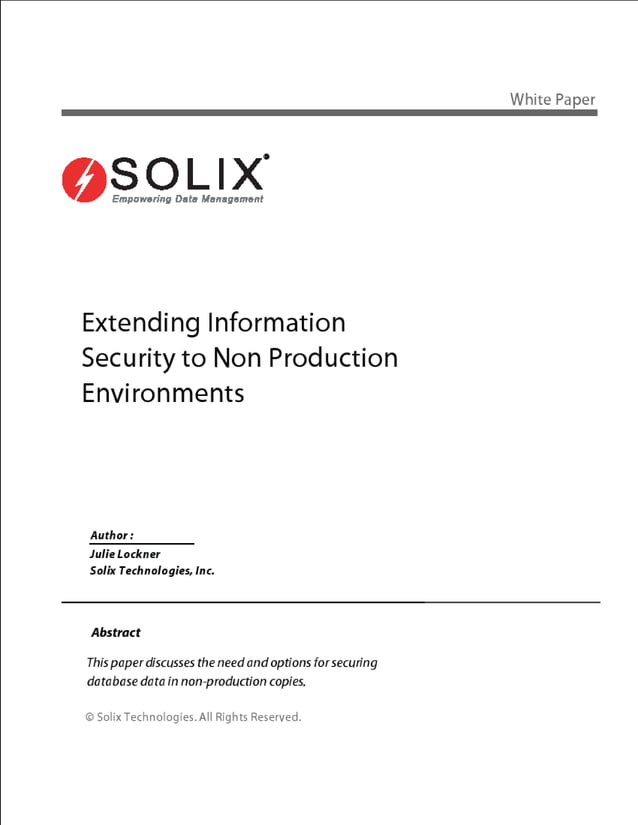 Extending Information Security To Non Production Environments Pdf