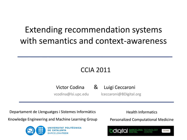 Extending Recommendation Systems With Semantics And Context Awareness | PDF