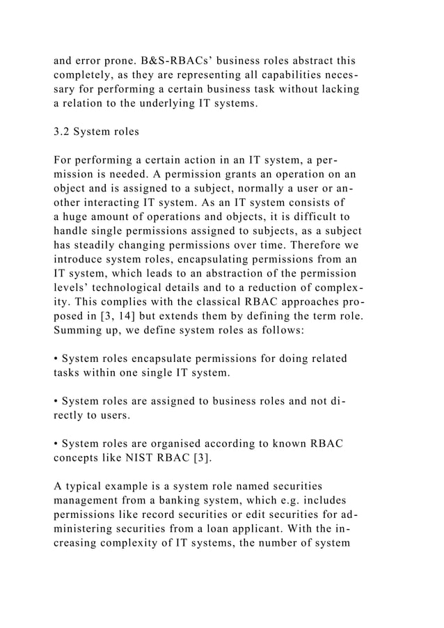Extending Role Based Access Control For Business Usageheik Docx
