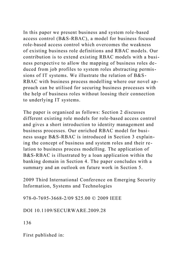 Extending Role Based Access Control For Business Usageheik Docx
