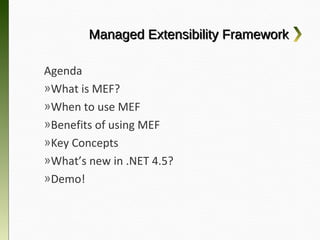 Extending the Enterprise with MEF | PPT