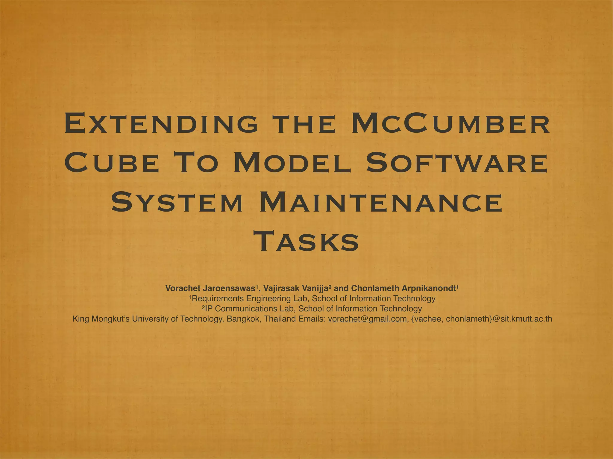 Extending the McCumber Cube to Model Software System Maintenance Tasks ...
