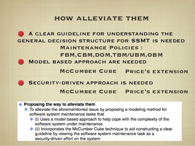 Extending The Mccumber Cube To Model Software System Maintenance Tasks