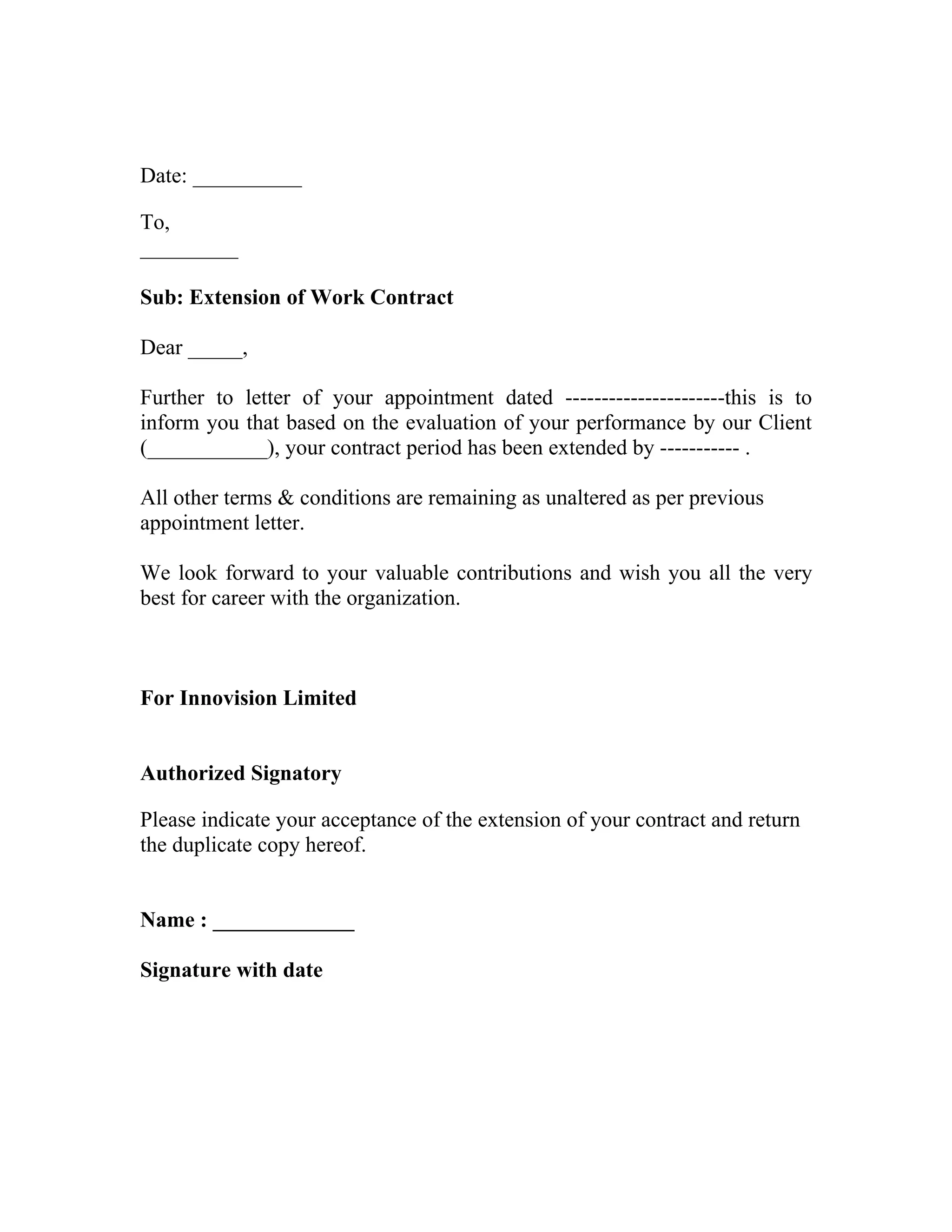 Work Contract Extension | PDF