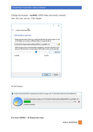 Extend rootfile system Oracle Vmware | PDF