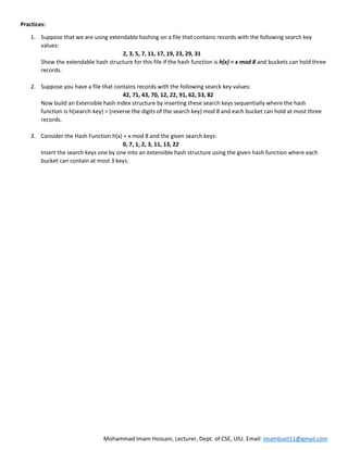 DBMS 9 | Extendible Hashing | PDF