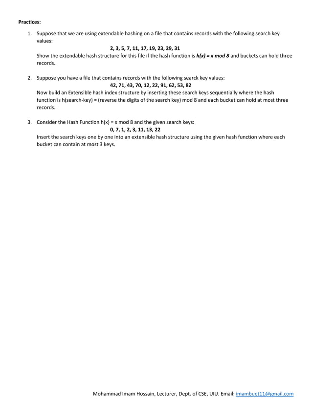 DBMS 9 | Extendible Hashing | PDF