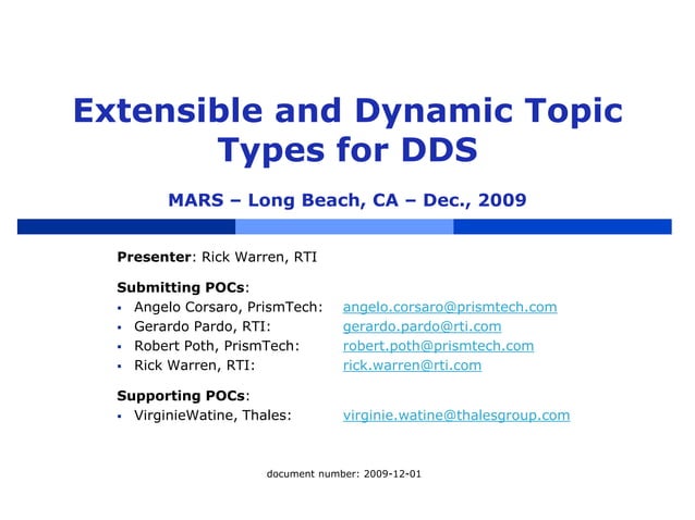 Extensible and Dynamic Topic Types for DDS | PPTX | Programming ...