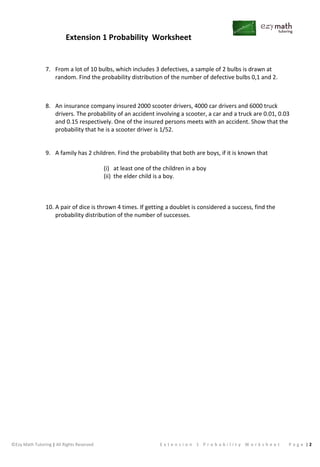 Extension 1 probability worksheet | PDF | Science