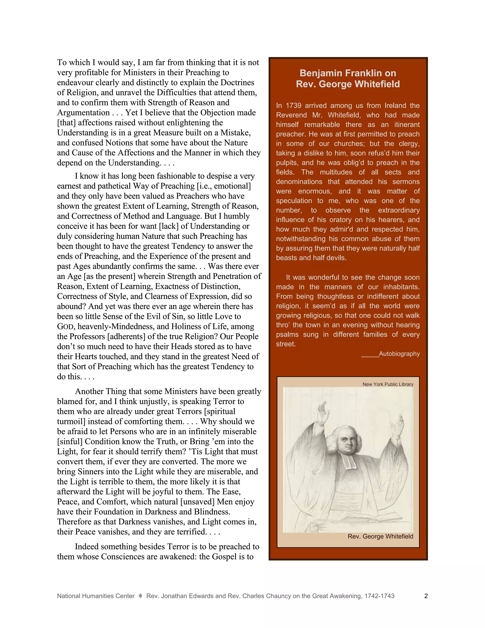 Extension Activity- First Great Awakening | PDF | Christianity ...