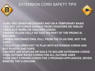 Extension Cord Safety at Workplace & Residence. | PPTX