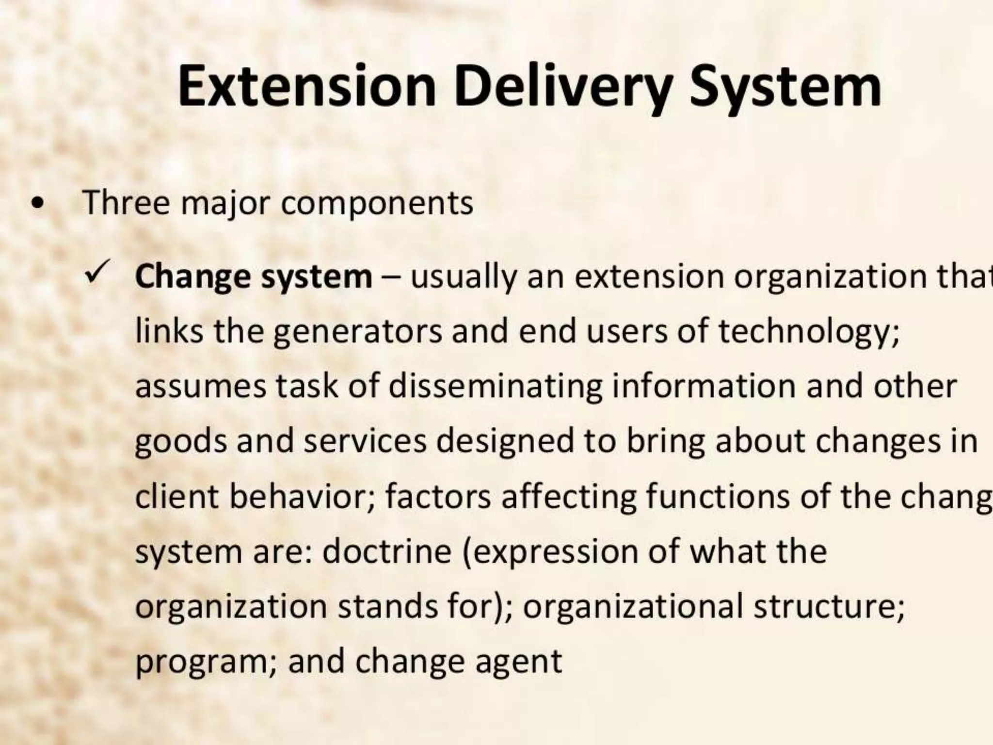 Extension delivery system By Mr Allah Dad Khan Visiting Professor The ...