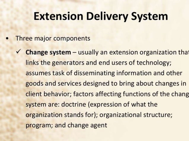 Extension delivery system By Mr Allah Dad Khan Visiting Professor The ...