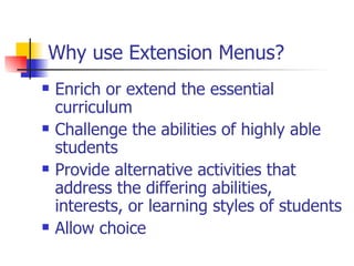 Extension menus | PPT