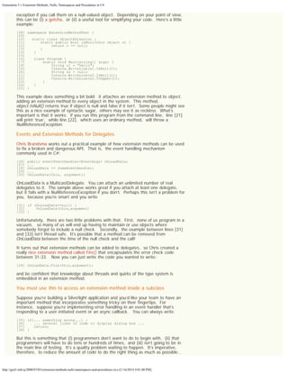 Extension methods, nulls, namespaces and precedence in c# | PDF