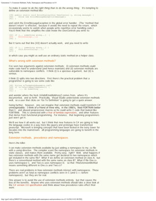 Extension methods, nulls, namespaces and precedence in c# | PDF