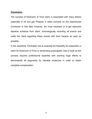 EXTENSION OF TIME CLAIMS IN OIL AND GAS CONSTRUCTION PROJECTS | PDF