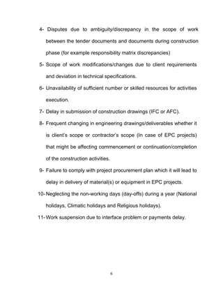 EXTENSION OF TIME CLAIMS IN OIL AND GAS CONSTRUCTION PROJECTS | PDF