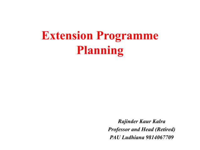 Extension programme planning | PPTX