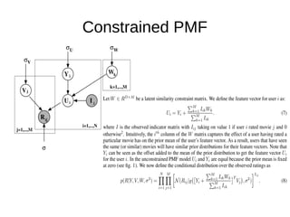 Probabilistic Matrix Factorization (extensions of models) | PDF