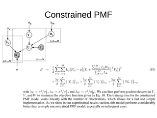 Probabilistic Matrix Factorization (extensions of models) | PDF
