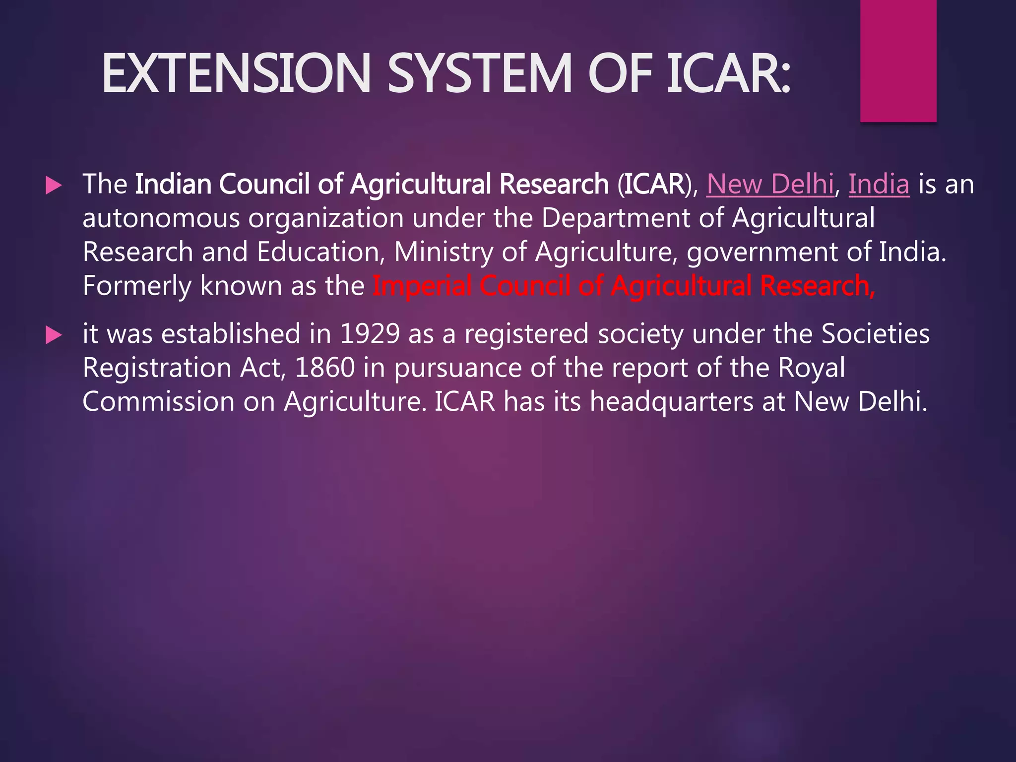 Extension system of ICAR & SAUs | PPTX
