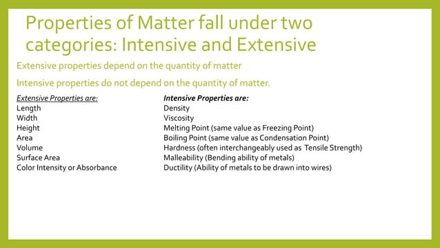 Extensive and intensive properties | PPTX | Chemistry | Science