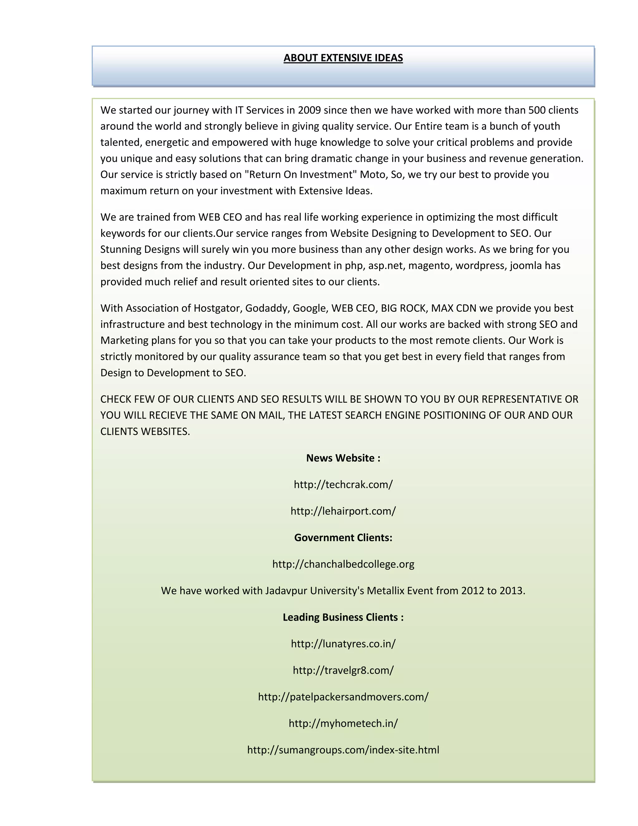 Extensive ideas profile | PDF