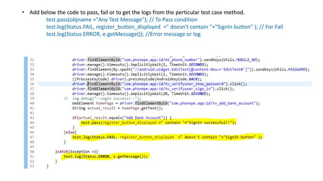 Extent Test report v3 with Appium/Selenium | PPTX | Web Design and HTML ...