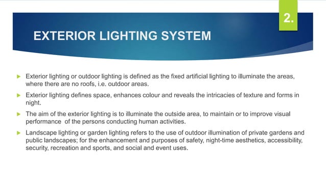 Exterior lighting & Its Types, Purpose & Techniques | PPTX