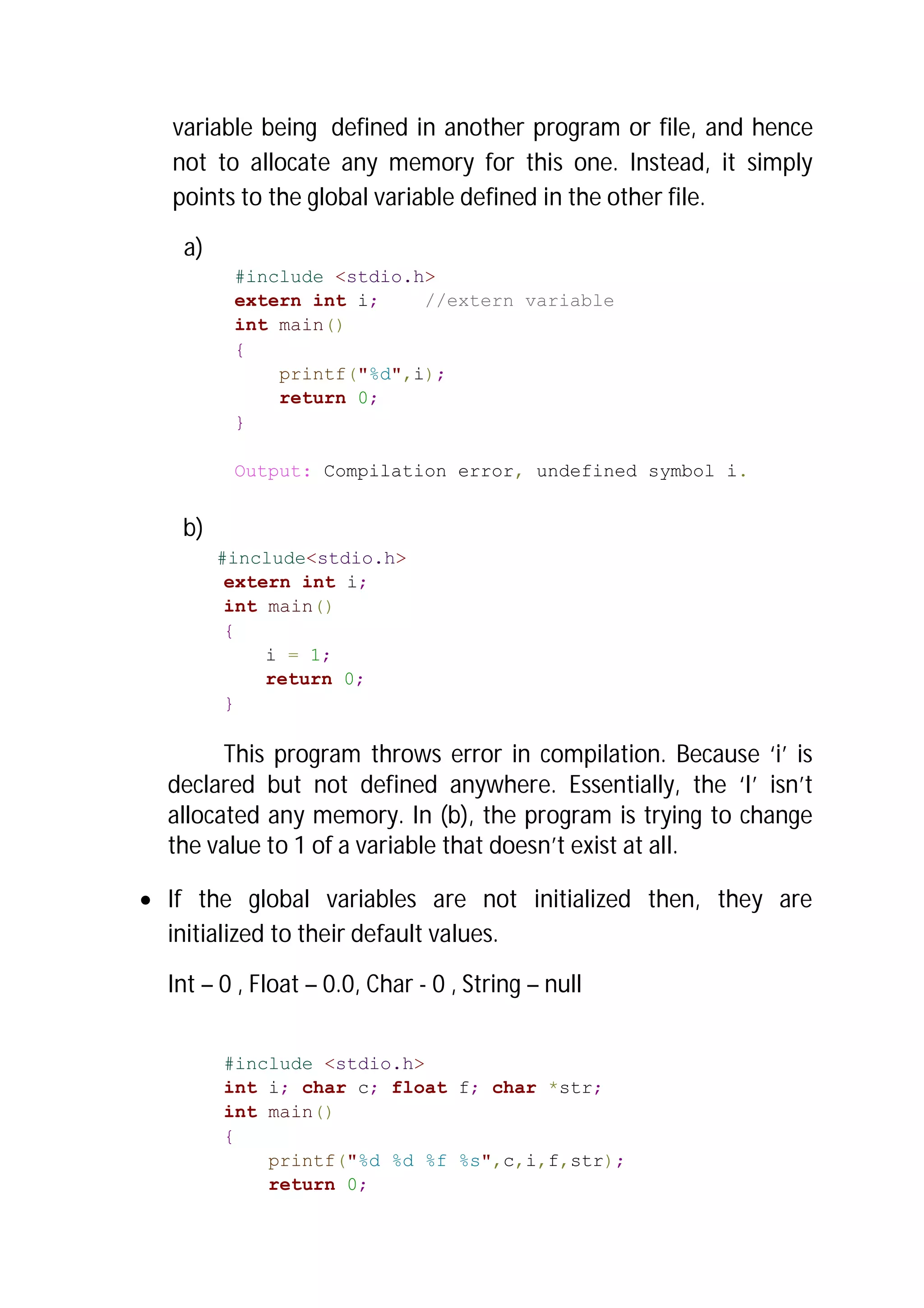 EXTERN -- wherever u define variables, it will get access to use them | PDF