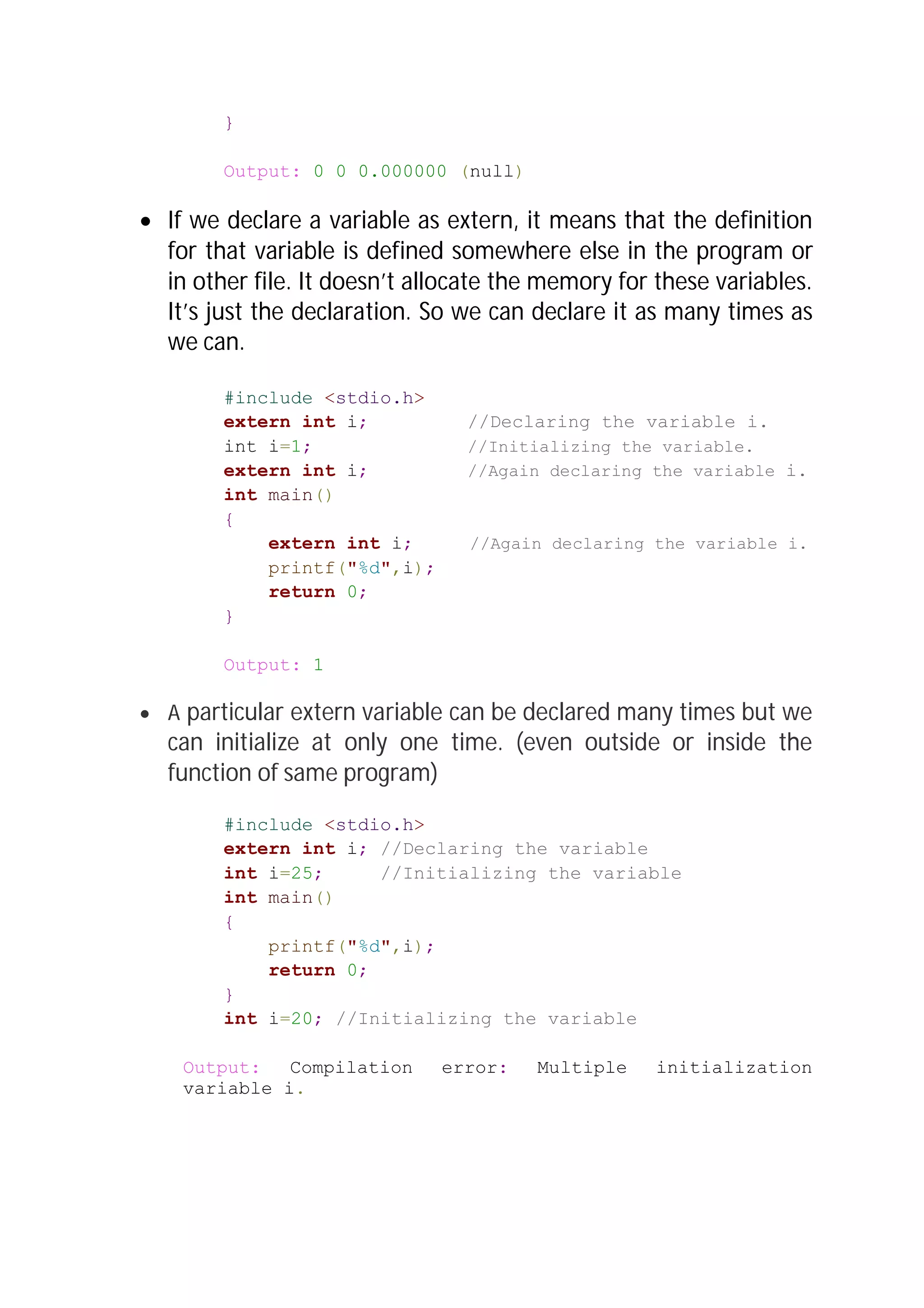 EXTERN -- wherever u define variables, it will get access to use them | PDF