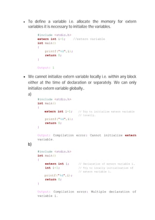 EXTERN -- wherever u define variables, it will get access to use them | PDF