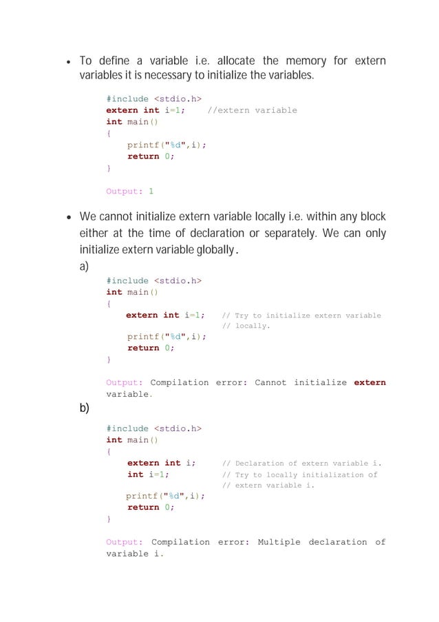 EXTERN -- wherever u define variables, it will get access to use them | PDF