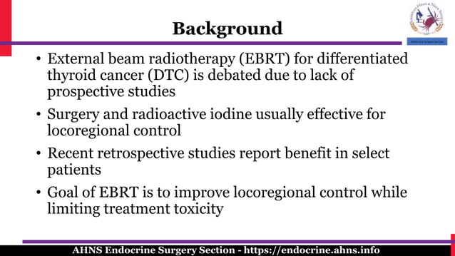 External beam radiotherapy for differentiated thyroid cancer ...