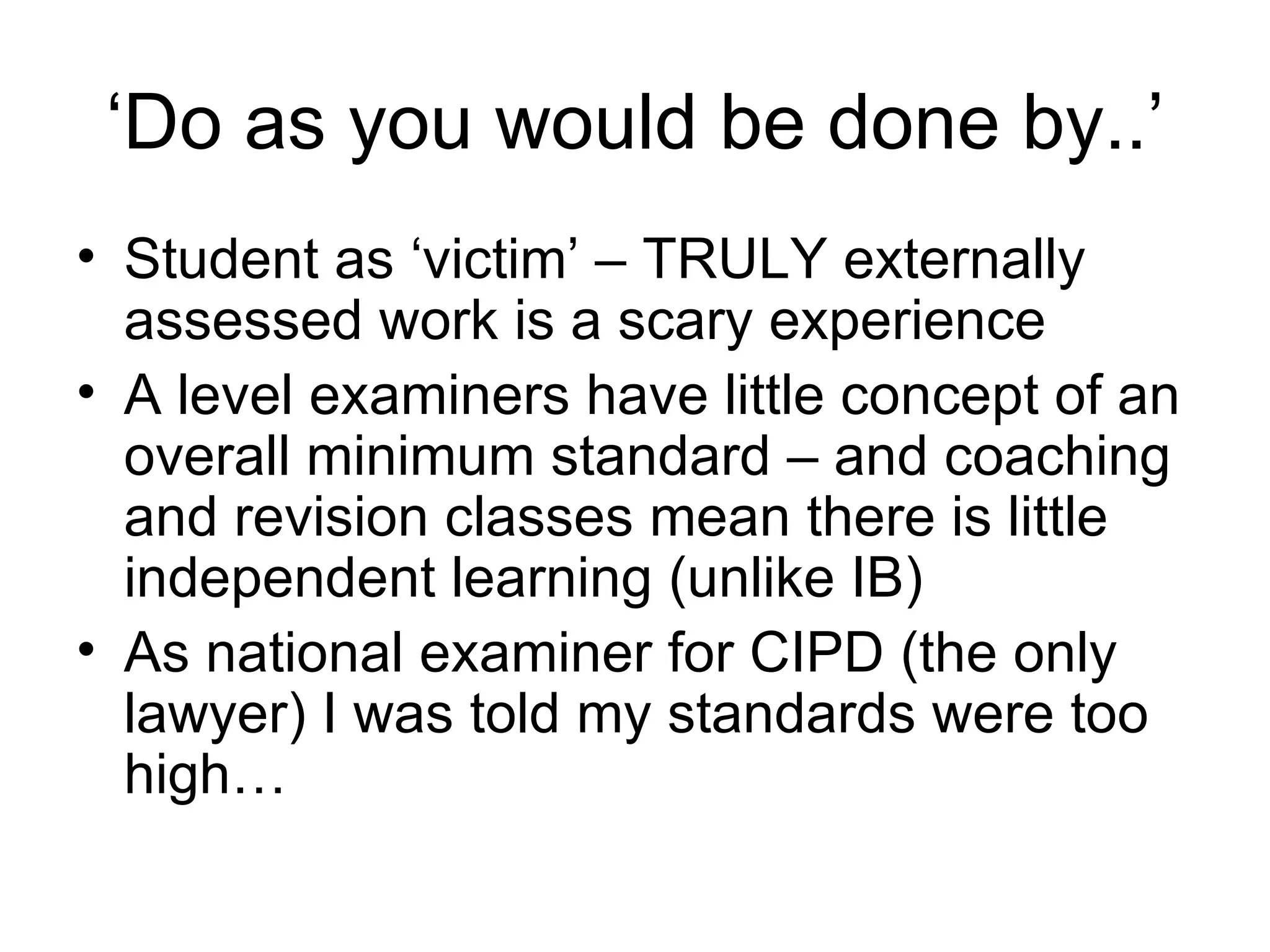 External Examiner Slides, Alison Bone's slides | PPT