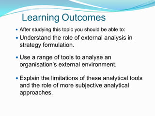 External Analysis Strategic Management Ljmu | PPTX