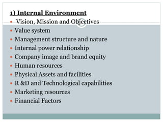 External and internal analysis | PPTX | Business | Business and Finance