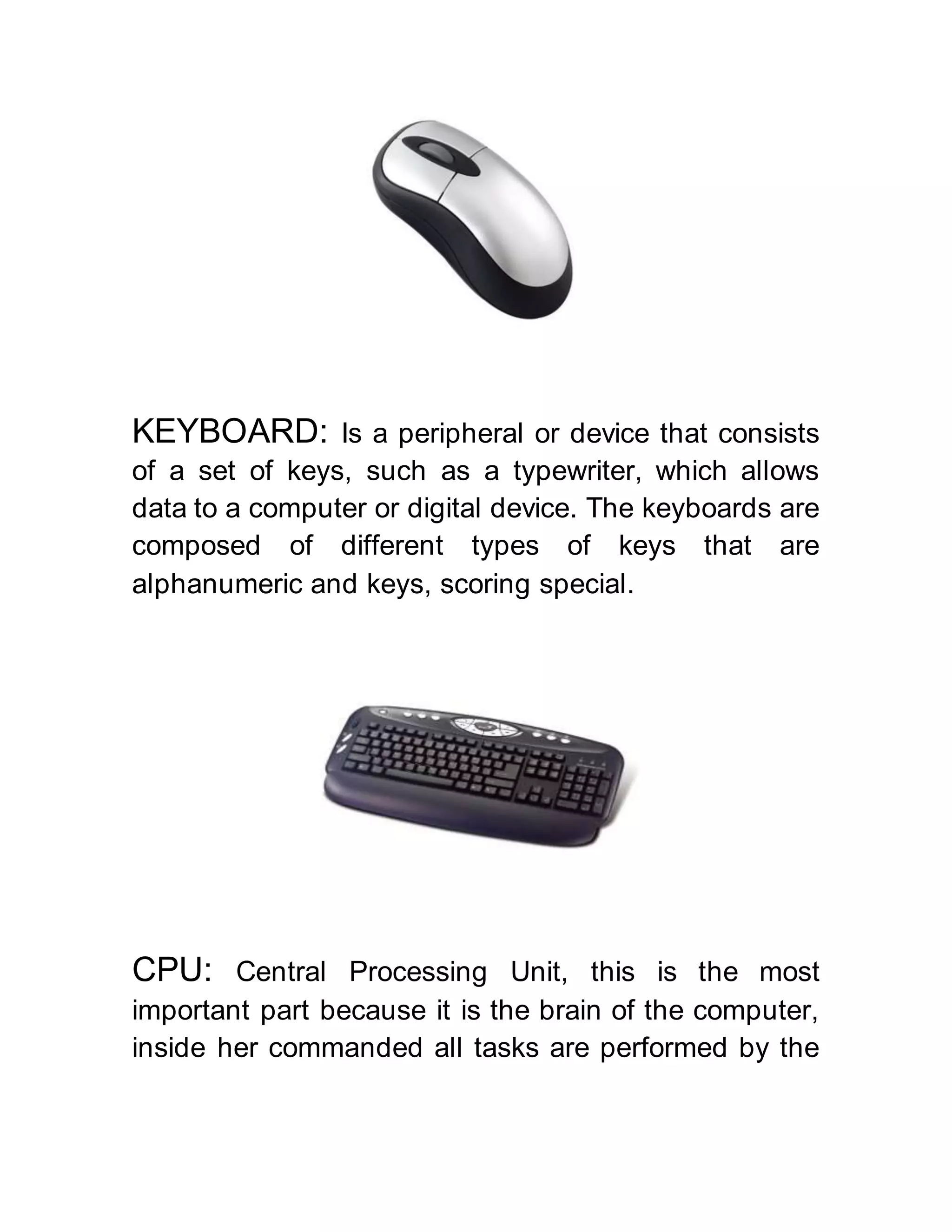 External and internal computer parts | DOCX | Computer Peripherals | Computing