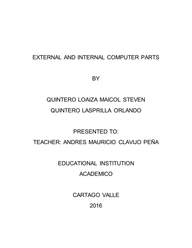 External and internal computer parts | DOCX | Computer Peripherals ...