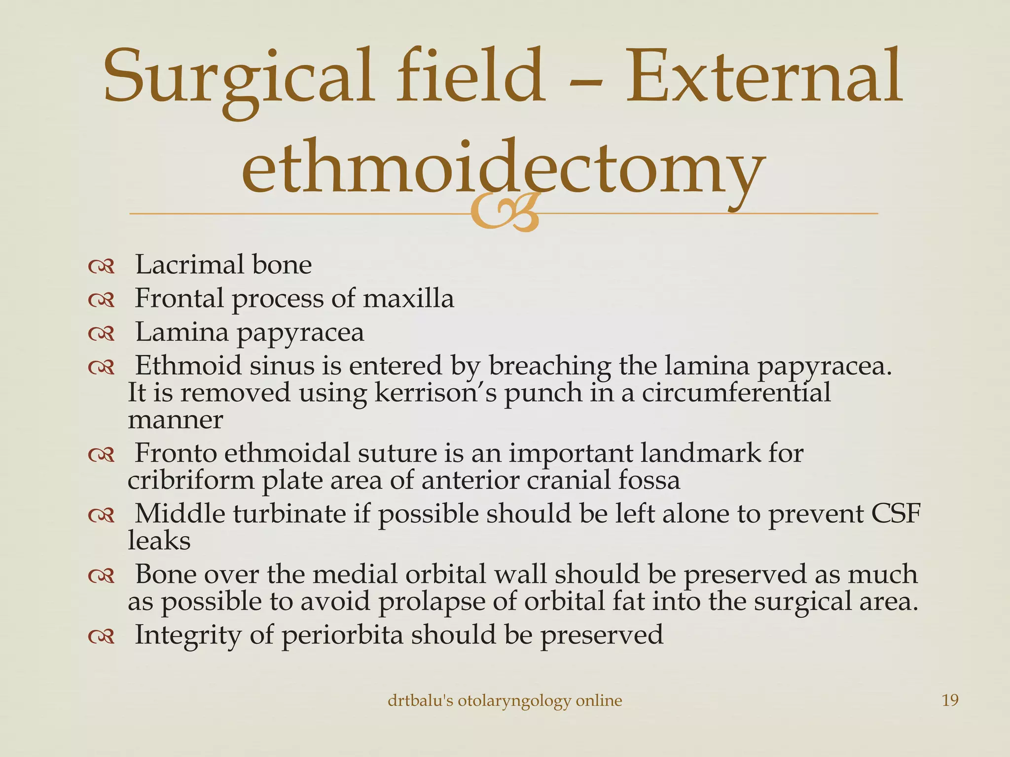 External approaches to sinus surgery | PDF