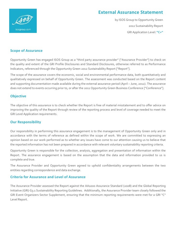 External Assurance Statement, og2012 sr